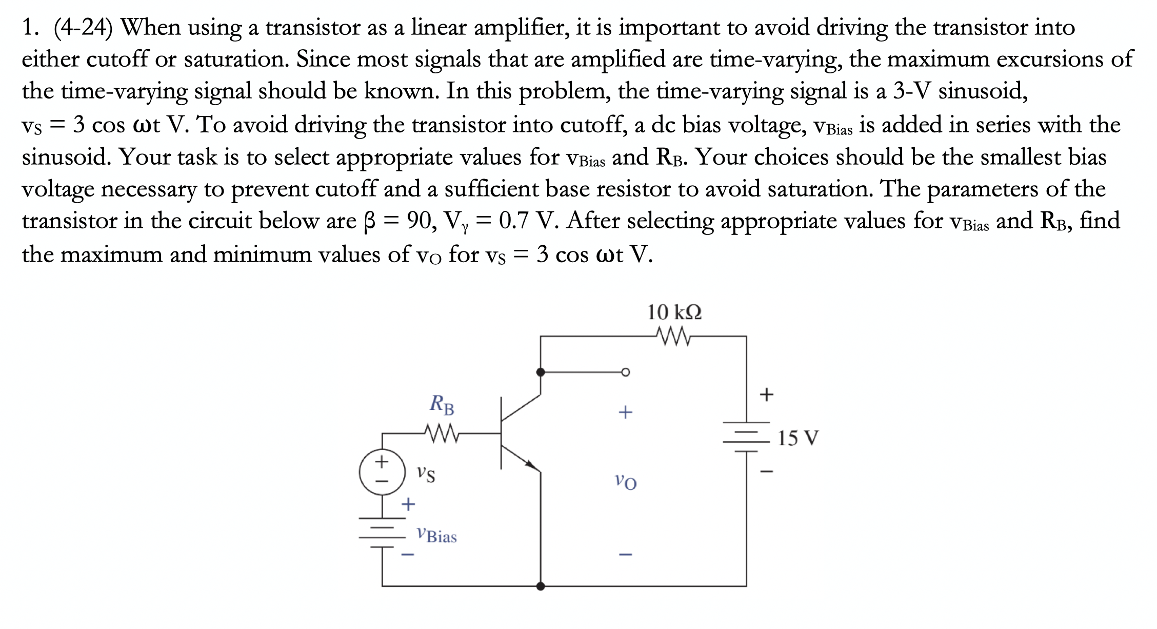 Solved 1. (4-24) When using a transistor as a linear | Chegg.com