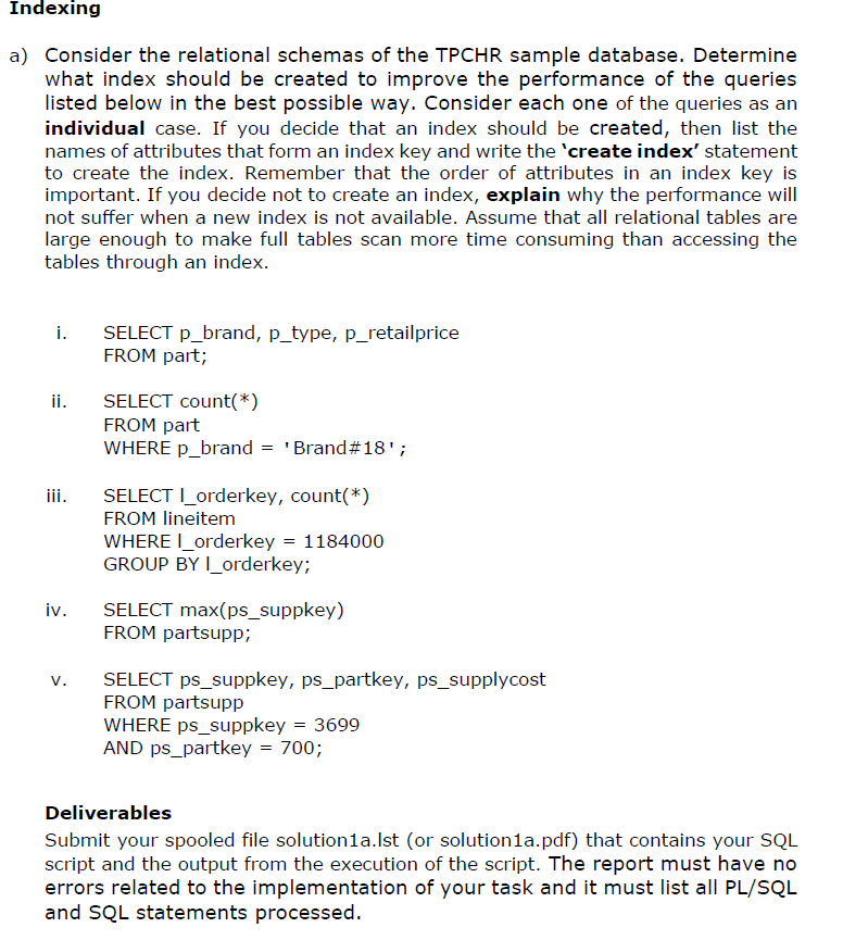 Solved TPC R benchmark databaseConsider the relational | Chegg.com
