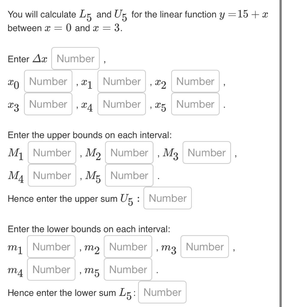 Solved You will calculate L5 and U5 for the linear function | Chegg.com