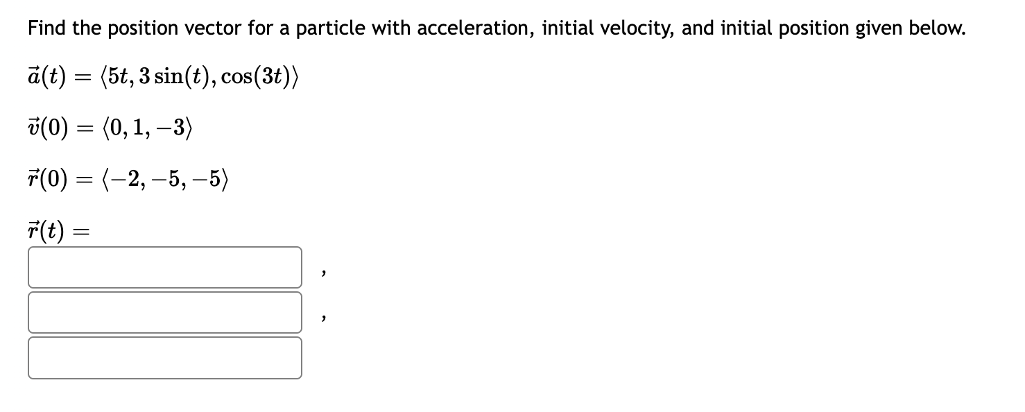 Solved Find the position vector for a particle with | Chegg.com