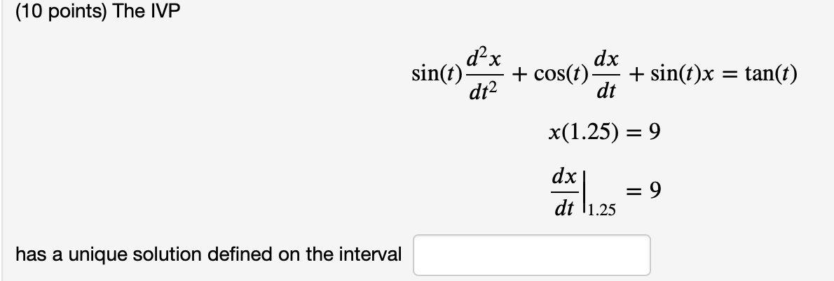Solved (10 points) The IVP | Chegg.com