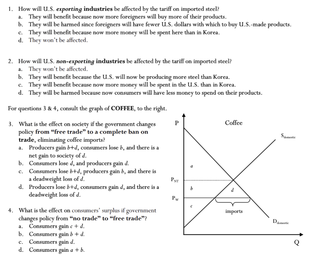 Solved 1. How will U.S. exporting industries be affected by | Chegg.com