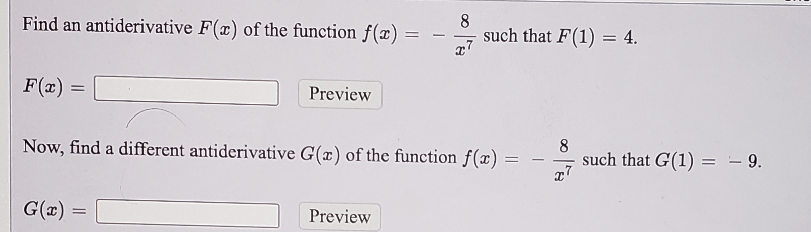 Solved Find an antiderivative F(x) of the function f(x) = | Chegg.com