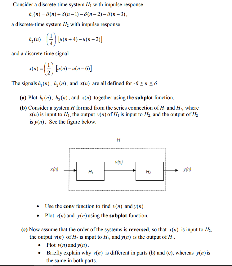 Solved Consider a discrete-time system H₁ with impulse | Chegg.com