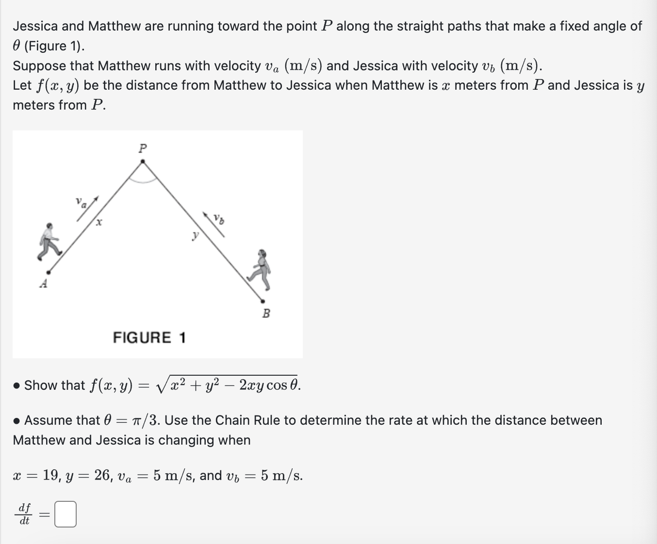 Solved Jessica and Matthew are running toward the point P | Chegg.com