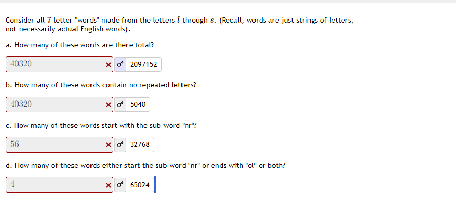 Solved Consider all 7 ﻿letter "words" made from the letters | Chegg.com