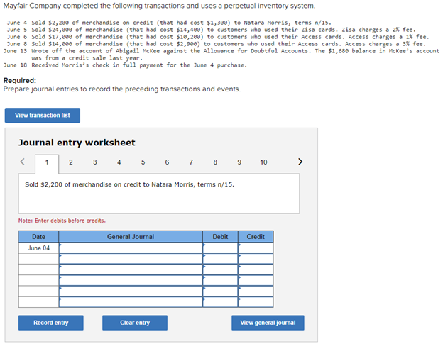 Solved Mayfair Company completed the following transactions | Chegg.com