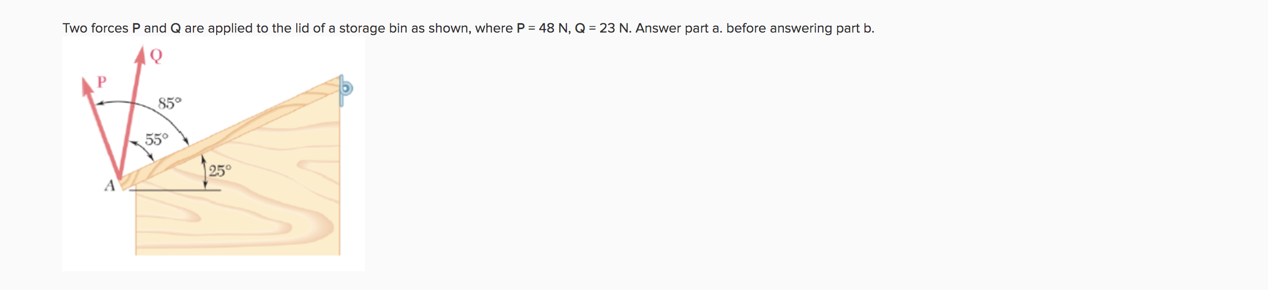 Solved Two forces P and Q are applied to the lid of a | Chegg.com