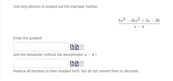 Solved Use long division to expand out the improper | Chegg.com