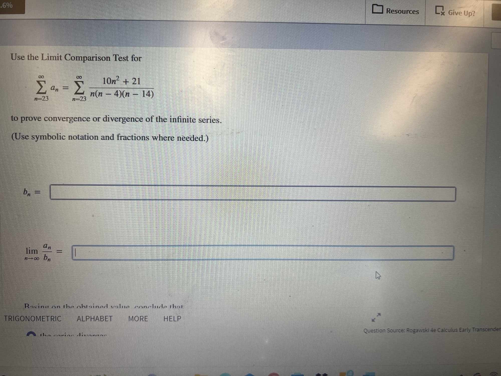 Solved Use the Limit Comparison Test for | Chegg.com