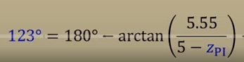Solved 123∘=180∘−arctan(5−zPI5.55) | Chegg.com