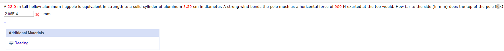[Solved]: A 22.0 m tall hollow aluminum flagpole is equiva