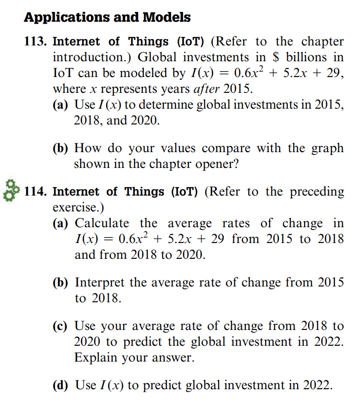 Solved Applications and Models 113. Internet of Things (IoT) | Chegg.com