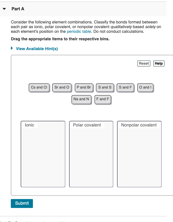 Solved Part A Consider the following element combinations. | Chegg.com