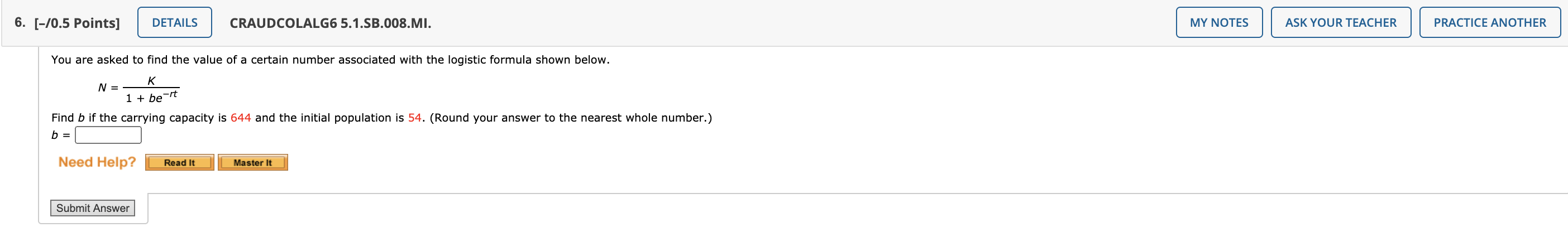 Solved 6. [-70.5 Points] DETAILS CRAUDCOLALG6 5.1.SB.008.MI. | Chegg.com