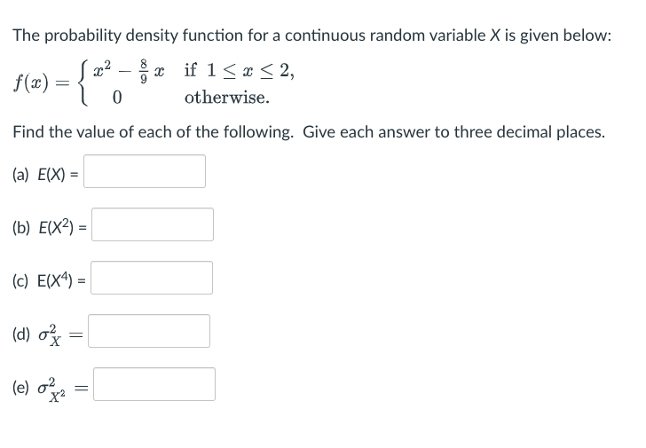Solved The probability density function for a continuous | Chegg.com