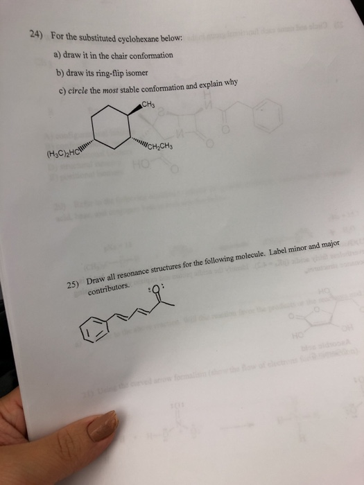 Solved 24) For the substituted cyclohexane below: a) draw it | Chegg.com