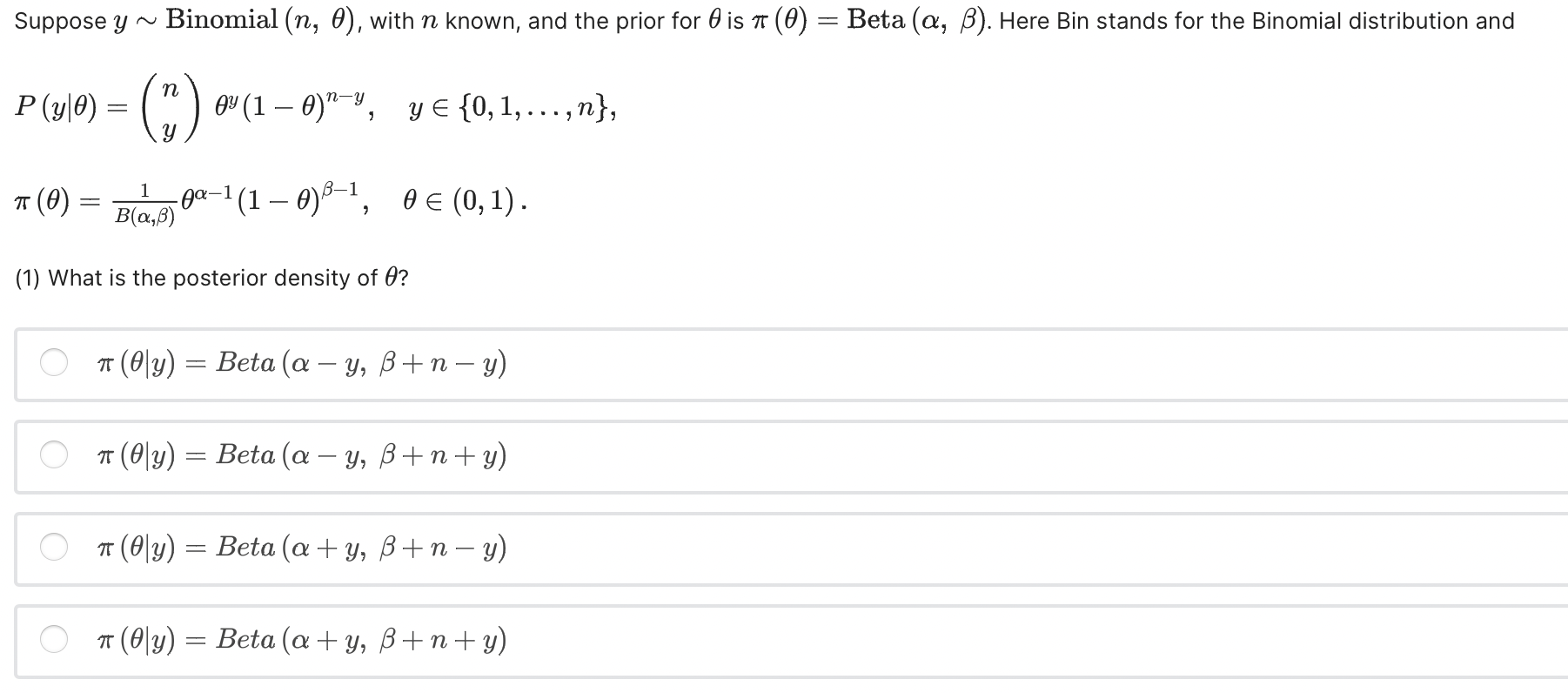 Solved Suppose y Binomial (n, 0), with n known, and the | Chegg.com