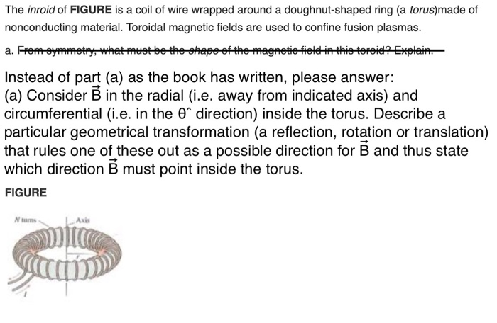 Solved The inroid of FIGURE is a coil of wire wrapped around | Chegg.com