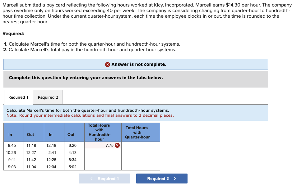 Marcell submitted a pay card reflecting the following | Chegg.com
