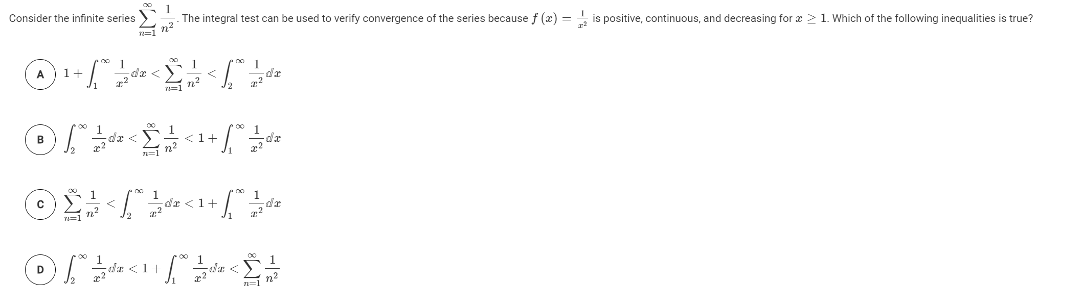 Solved Consider the infinite series The integral test can be | Chegg.com