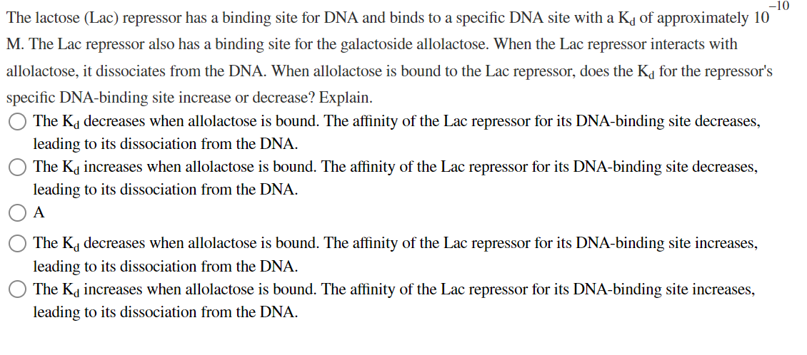 Solved The lactose (Lac) repressor has a binding site for | Chegg.com