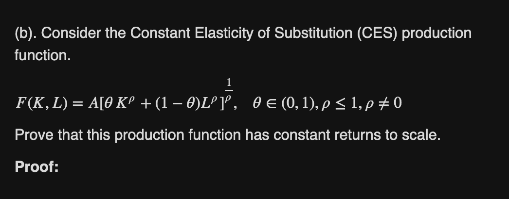 Solved Consider a Constant Returns to Scale (CRS) production | Chegg.com