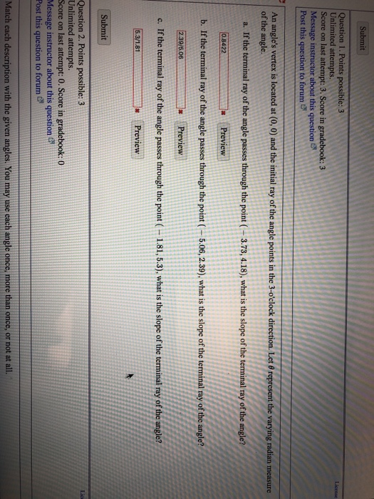 Solved Submit Question 1. Points possible: 3 Unlimited | Chegg.com