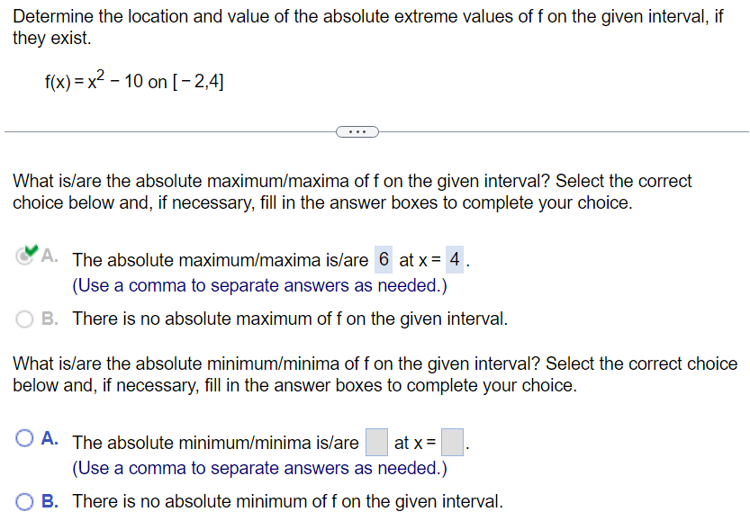 Solved Determine the location and value of the absolute | Chegg.com