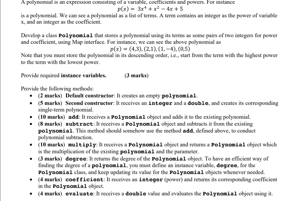 Solved A polynomial is an expression consisting of a | Chegg.com