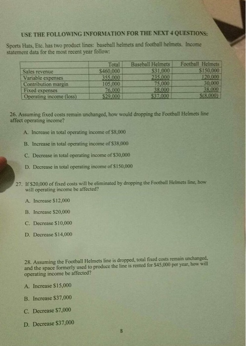 Solved USE THE FOLLOWING INFORMATION FOR THE NEXT 4 | Chegg.com