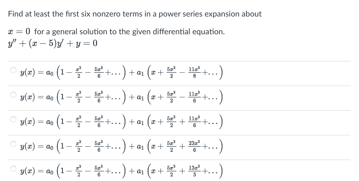 Solved Find at least the first six nonzero terms in a power | Chegg.com