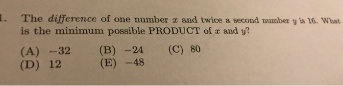 Solved . The difference of one number x and twice a second | Chegg.com