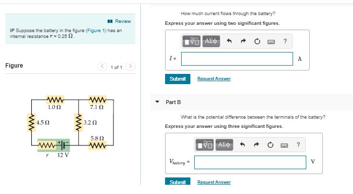 Solved How much current flows through the battery? Review | Chegg.com