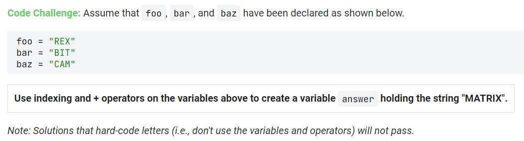 Solved Code Challenge: Assume that foo, bar , and baz have | Chegg.com