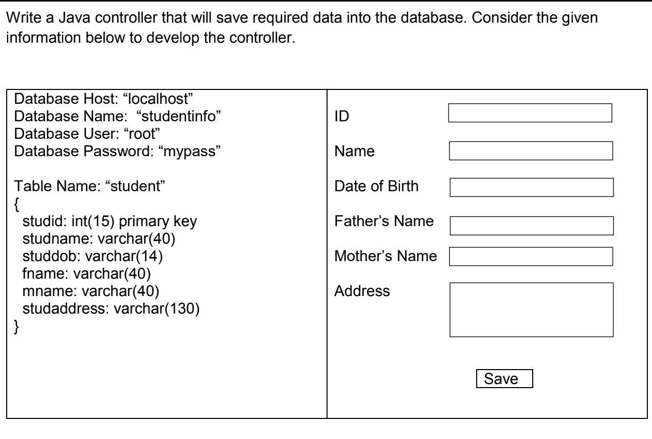 Solved Write A Java Controller That Will Save Required Data Chegg