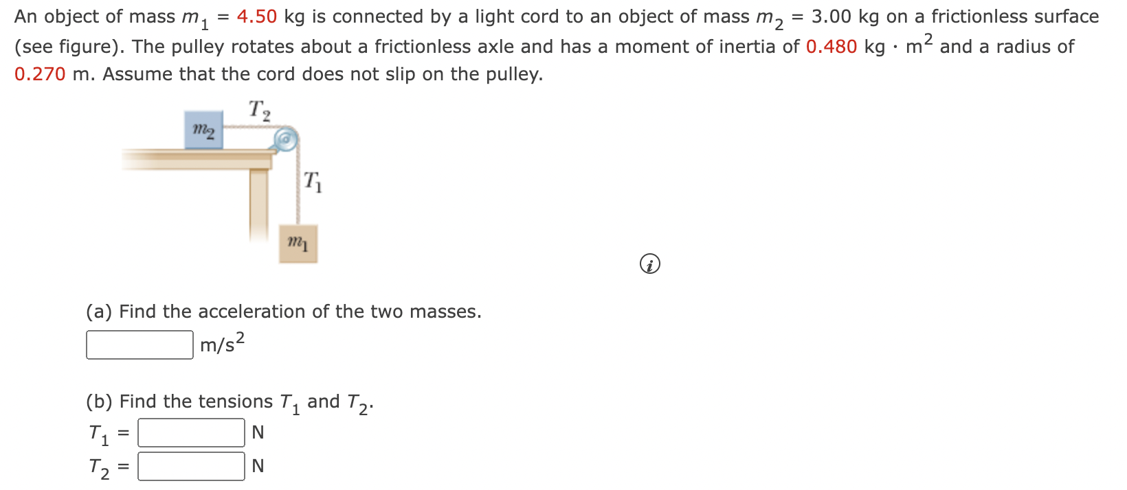 Solved An object of mass m1=4.50 kg is connected by a light | Chegg.com