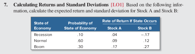 Solved 7. Calculating Returns and Standard Deviations [LO1] | Chegg.com