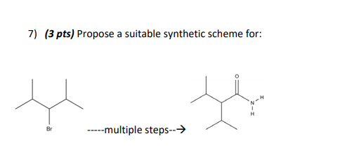 Solved 7) (3 pts) Propose a suitable synthetic scheme for: | Chegg.com