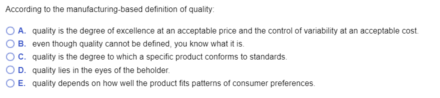 Solved According to the manufacturing-based definition of | Chegg.com