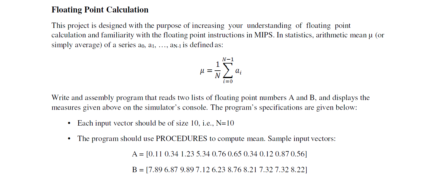 Solved Floating Point Calculation This Project Is Designed