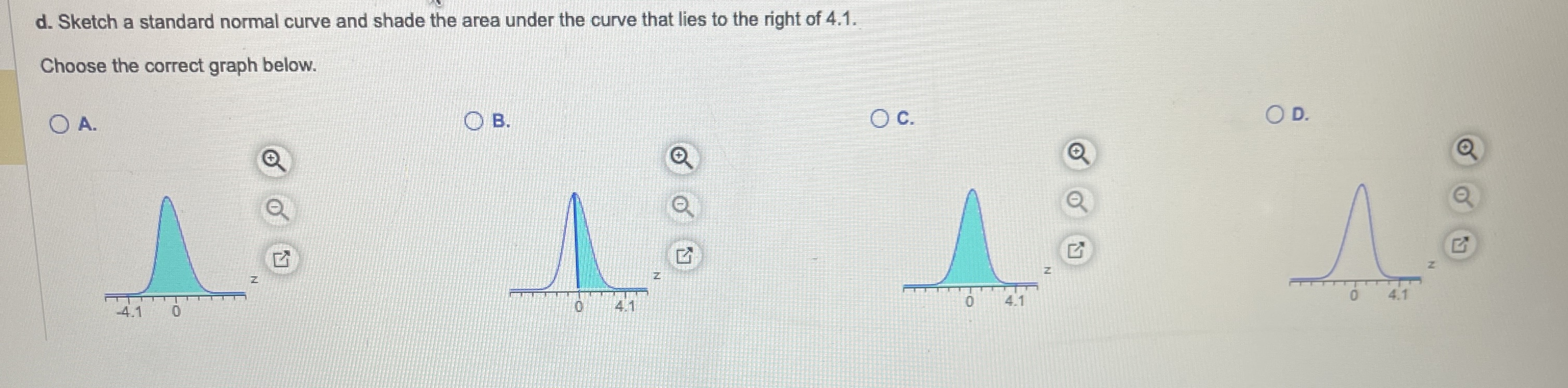 Solved c. Sketch a standard normal curve and shade the | Chegg.com