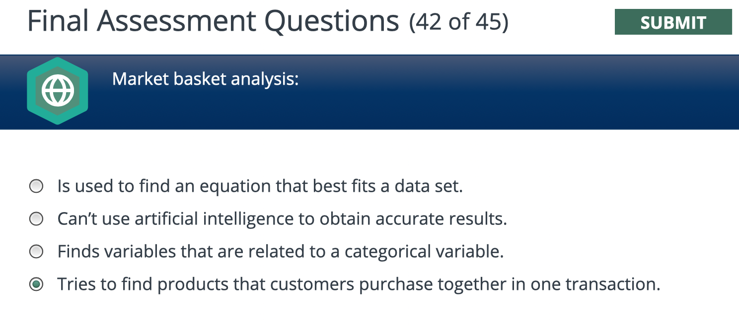Solved Final Assessment Questions (41 of 45) SUBMIT | Chegg.com