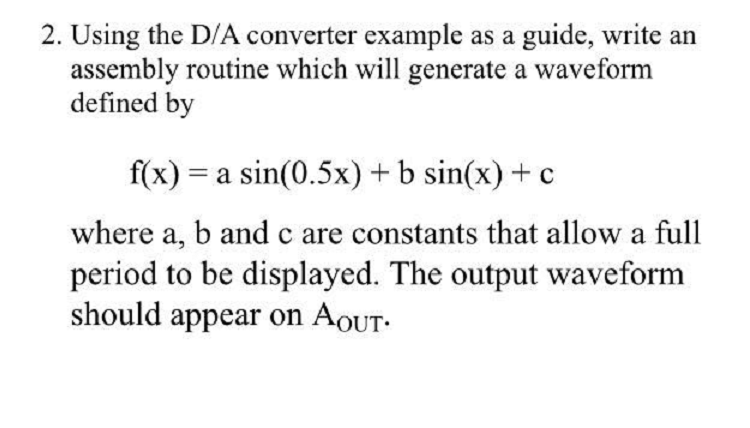 2. Using the D/A converter example as a guide, write | Chegg.com