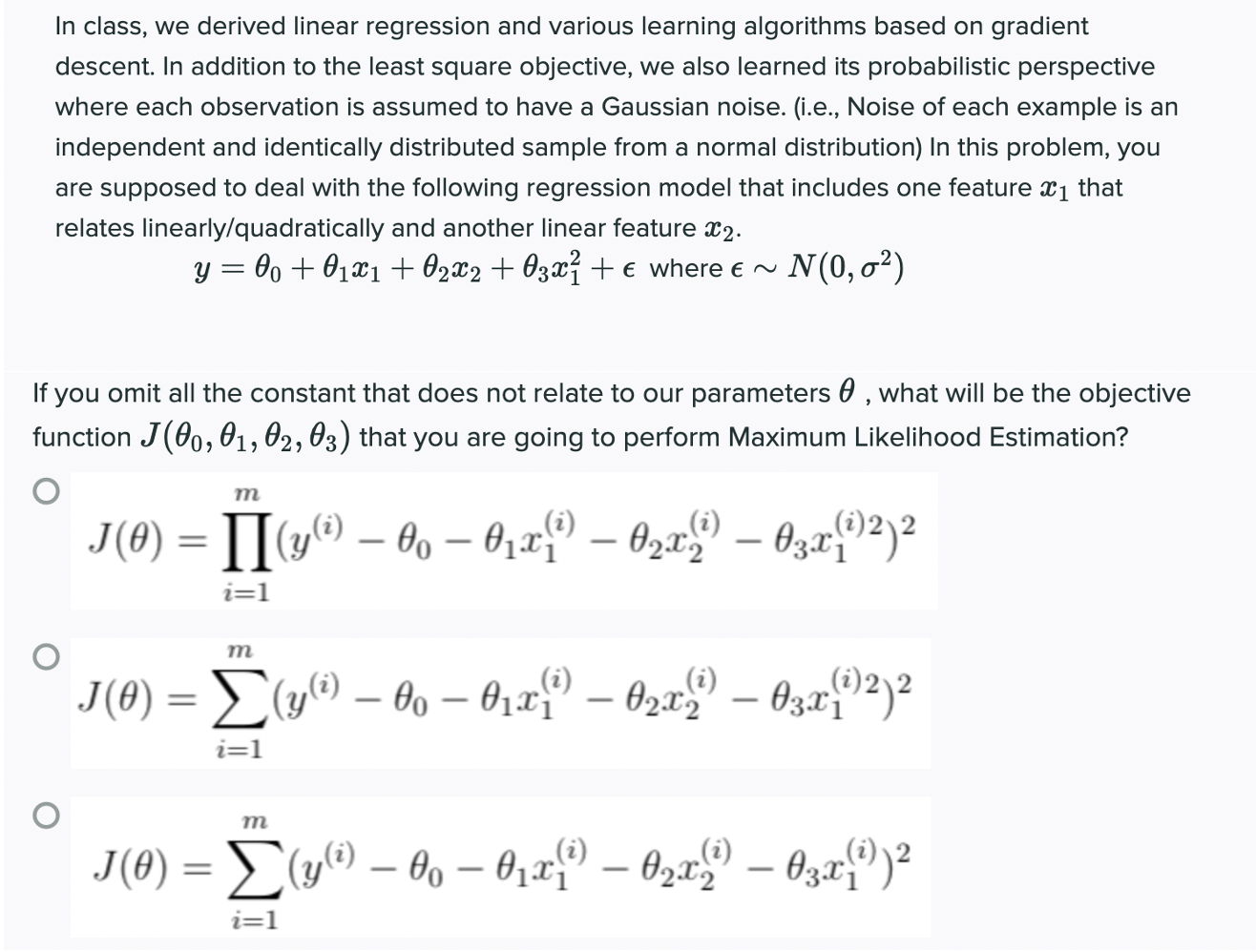 Solved In class, we derived linear regression and various | Chegg.com
