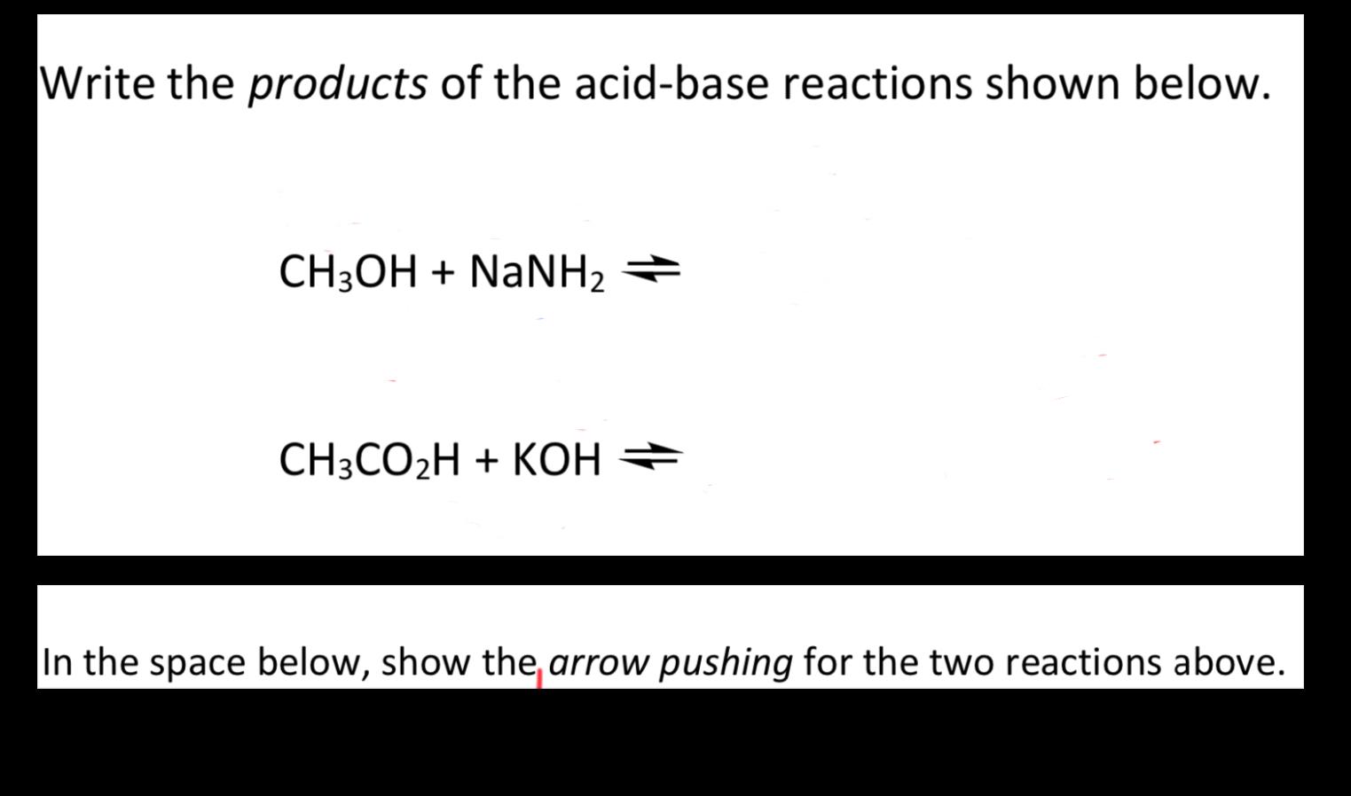 Solved Write the products of the acid-base reactions shown | Chegg.com