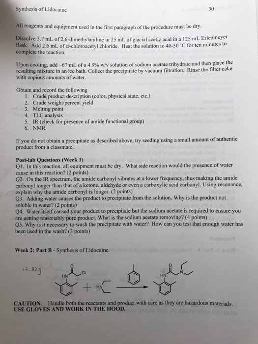 Solved The Lab “Synthesis of Lidocaine” how to answer the | Chegg.com
