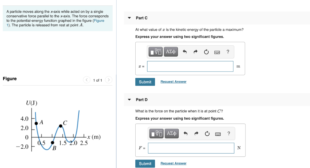 Solved particle moves along the x-axis while acted on by a | Chegg.com