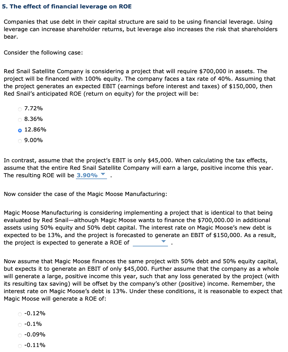 Need answers to all questions!The resulting ROE will | Chegg.com