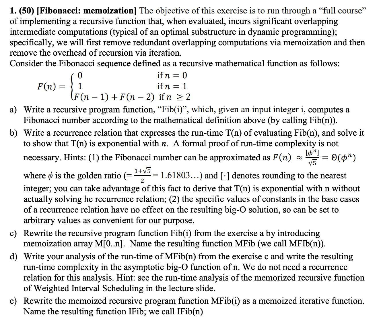 Solved 50 [fibonacci Memoization] ﻿the Objective Of This